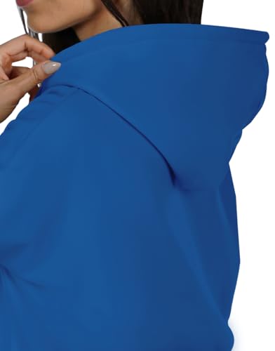 Zeagoo Long Sleeve Hoodies for Women Cotton Fleece Hoodies Solid Crewneck Tunic Sweatshirts Y2k Clothes Deep Blue Medium