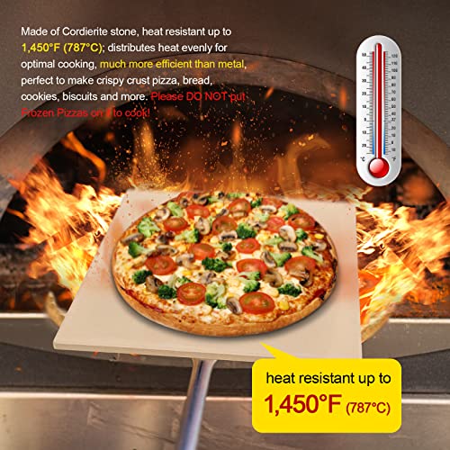 GGC Pizza Stone for Oven and Grill, 12 inch Square Bread Baking Stone, Thermal Shock Resistant for Cooking Stone, Making Pizza Bread Cookie and More