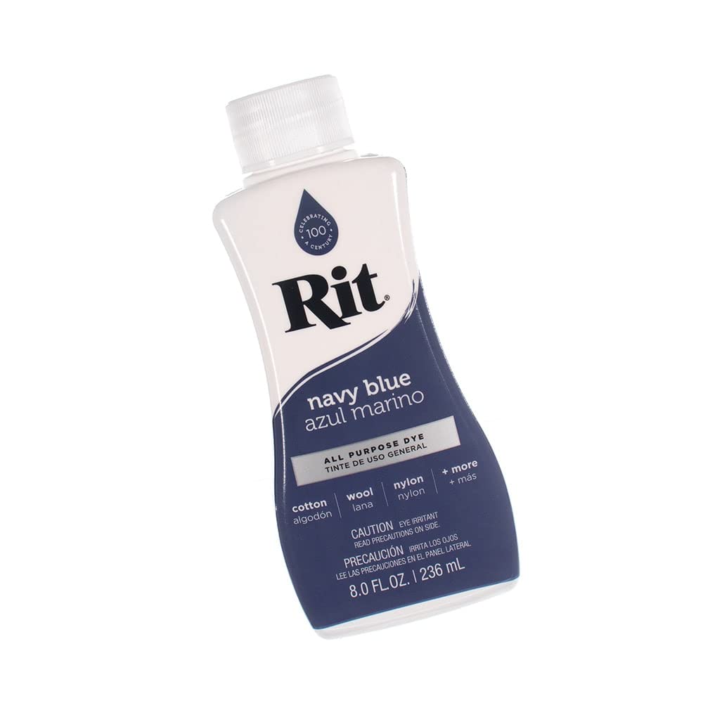 Rit Dye – 8 Oz. Liquid Fabric Dye for Clothing, Décor, and Crafts – Navy Blue (1 Pack)