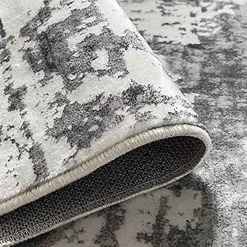 JURLEA Hallway Runner Rug Non-Slip Carpet Runner for Hallways Kitchen Living Room No Shedding Washable Lightweight Long Runners Rug (Cream/Grey, 2'x 6')