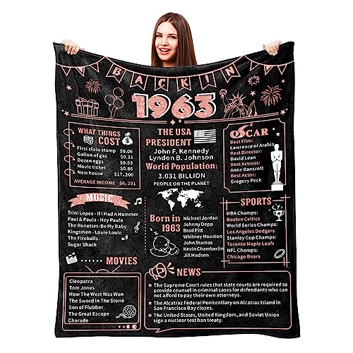 AYPUG 60th Birthday Gifts for Women - 50"x60" Throw Blanket 60th Birthday Decorations for Girl, 60th Birthday Gift Ideas, Back in 1963 Throw Blanket Grandma/Mom Birthday Gifts (Back in 1963)