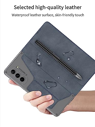 FYTON Case for Galaxy Z Fold5 Case with S Pen Holder (Removable), Z Fold5 Wallet Case with Hinge Protection, Card Slot and Kickstand Function for Samsung Galaxy Z Fold5 5G, Cloud Black