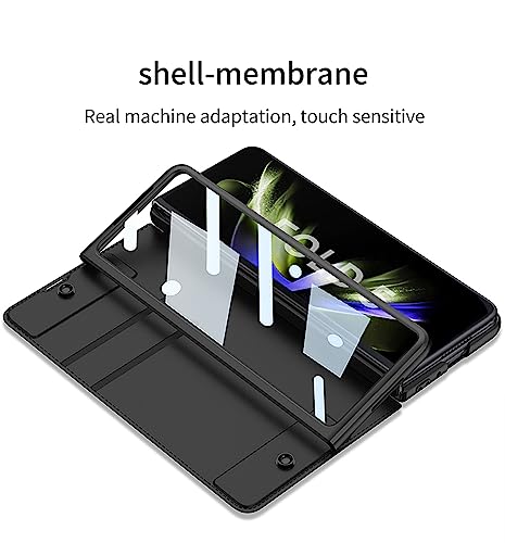 FYTON Case for Galaxy Z Fold5 Case with S Pen Holder (Removable), Z Fold5 Wallet Case with Hinge Protection, Card Slot and Kickstand Function for Samsung Galaxy Z Fold5 5G, Cloud Black