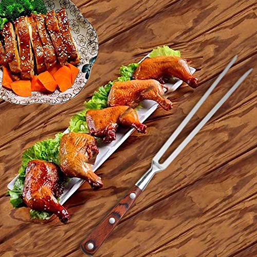 MeiAoJia Heavy Stainless steel carving fork,barbecue cooking meat fork, used to fixed, move, poultry and Turkey forks(L:11.5-Inch)