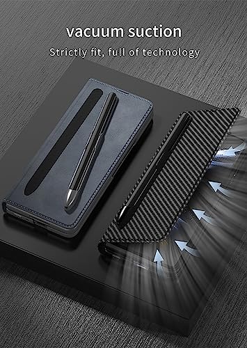 FYTON Case for Galaxy Z Fold5 Case with S Pen Holder (Removable), Z Fold5 Wallet Case with Hinge Protection, Card Slot and Kickstand Function for Samsung Galaxy Z Fold5 5G, Cloud Black