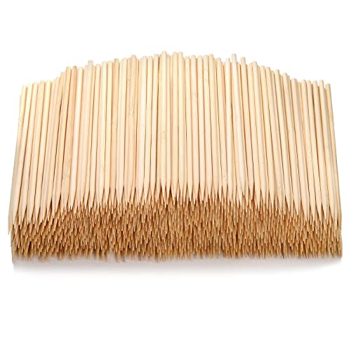 Frcctre 1000 Pack Natural Bamboo Skewers, 7 Inch 5mm Thick Bamboo Sticks Caramel Candy Apple Sticks, Pointed Bamboo Sticks for BBQ Corn Dog Lollipop Fruit Kabob
