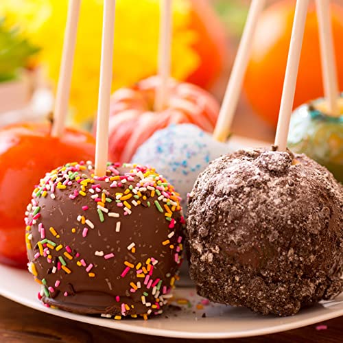Frcctre 1000 Pack Natural Bamboo Skewers, 7 Inch 5mm Thick Bamboo Sticks Caramel Candy Apple Sticks, Pointed Bamboo Sticks for BBQ Corn Dog Lollipop Fruit Kabob
