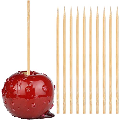 Frcctre 1000 Pack Natural Bamboo Skewers, 7 Inch 5mm Thick Bamboo Sticks Caramel Candy Apple Sticks, Pointed Bamboo Sticks for BBQ Corn Dog Lollipop Fruit Kabob