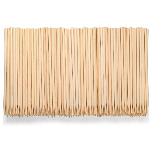 Frcctre 1000 Pack Natural Bamboo Skewers, 7 Inch 5mm Thick Bamboo Sticks Caramel Candy Apple Sticks, Pointed Bamboo Sticks for BBQ Corn Dog Lollipop Fruit Kabob