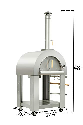 32.5" Wood Fired Stainless Steel Artisan Pizza Oven or Grill, Outdoor or Indoor