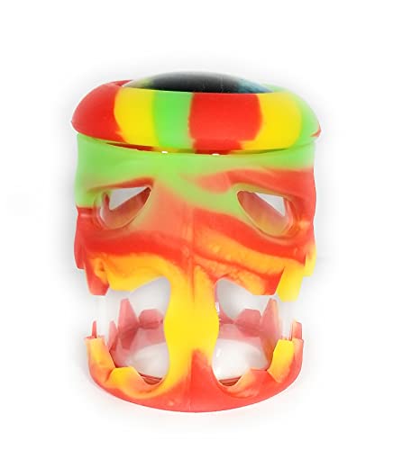 Singlenett Silicone Halloween Eye Glass Herb Jar (80ml) Leaf Stash Container with Air Tight and Smell Proof Seal (Red, Green, Yellow)