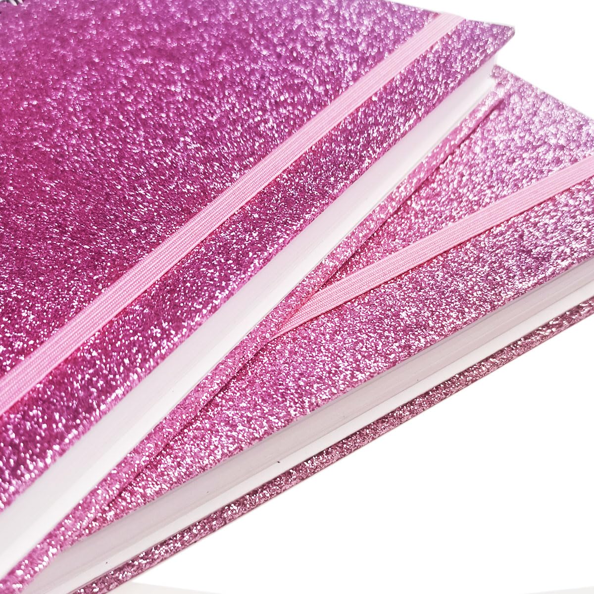 Spiral Notebook, Glittery Pink Journal Notebook, 2Pack Hardcover Journals for note taking, Thick Paper, 180 Pages, 8.2” x 6”