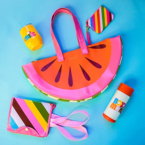 ban.do Super Chill Cooler Bag, Insulated Bag with Shoulder Straps, Soft Sided Cooler, Cute Portable Cooler for Picnics or Beach Days, Watermelon 2.0