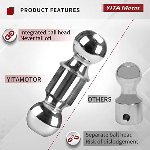 YITAMOTOR Adjustable Trailer Hitch, Fits 2-Inch Receiver, 4-Inch Drop Hitch, Aluminum Tow Hitch, Ball Mount, 2 and 2-5/16 inch Combo Stainless Steel Tow Balls with Double Key Locks, Black
