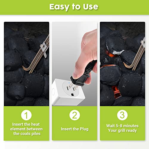 KITOSUN Electric Charcoal Starter 700W β Premium BBQ Grilling Fireplace Tools Ignite Lump Coals Briquettes Easier & Quicker | NO Fluid Fuel Lighter | Bigger 304 Heat Element Coils with 5ft Long Cable