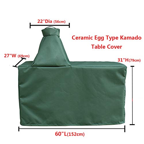 Mini Lustrous Cover for Large Big Green Egg, Large Ceramic Egg Type Kamado Table Cover with Heavy Duty and Waterproof Fabric, Large(60”Lx27”Wx31”H)