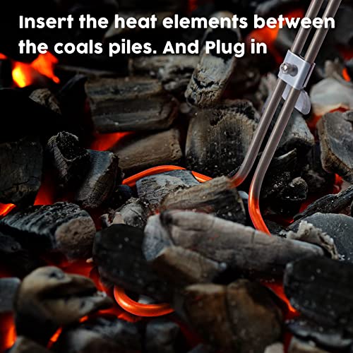 KITOSUN Electric Charcoal Starter 700W β Premium BBQ Grilling Fireplace Tools Ignite Lump Coals Briquettes Easier & Quicker | NO Fluid Fuel Lighter | Bigger 304 Heat Element Coils with 5ft Long Cable