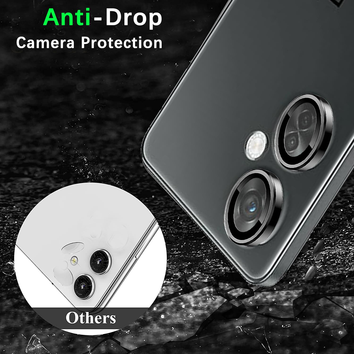 Ltezixal [2-Pack Camera Lens Protectors for OnePlus Nord N30 5G, Scratch-Resistant Ultra-Thin Tempered Glass Camera Cover Screen Protector Metal Individual Ring Camera Lens Protector, Black