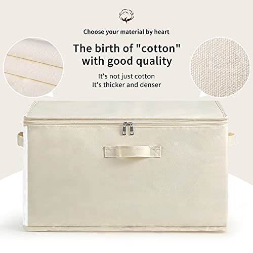Vailando Large Canvas Comforter Storage Bags Closet Organizer for Clothes Sweater Clothes Organizer with Dual Zipper Three Carrying Handles for Blanket Closet Storage Container 1 Pack