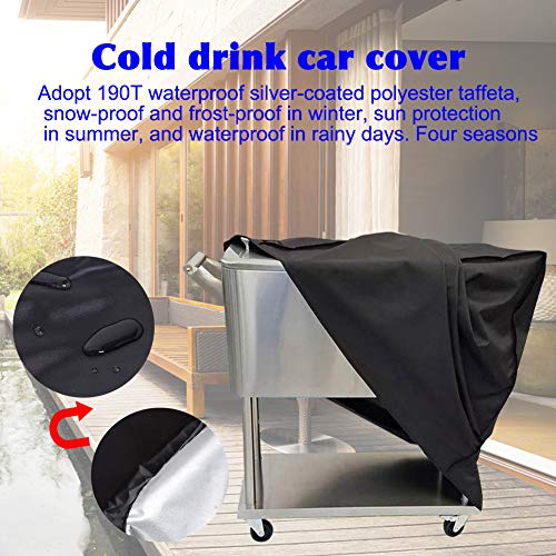 GEZICHTA Cooler Cart Cover Black Waterproof Outdoor Patio Cooler Cover Protection for Beverage Cart Rolling Ice Chest