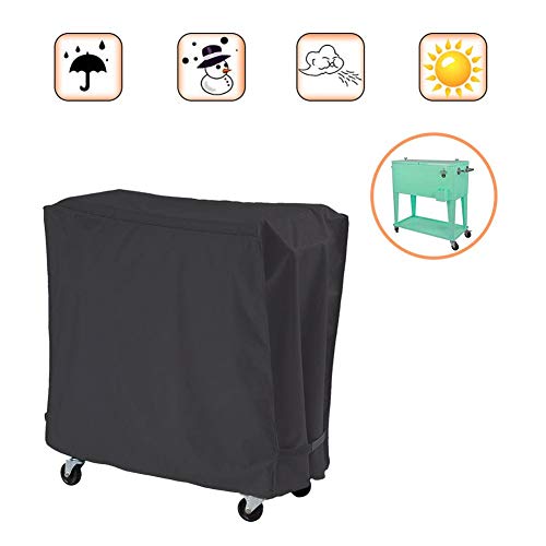 GEZICHTA Cooler Cart Cover Black Waterproof Outdoor Patio Cooler Cover Protection for Beverage Cart Rolling Ice Chest