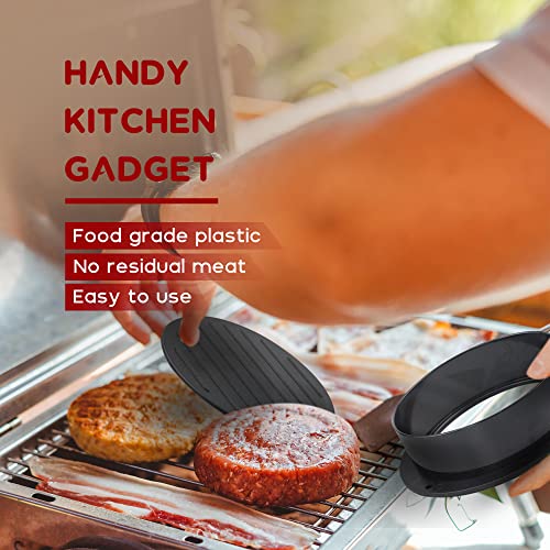 enter 3 Sizes in 1 Stuffed Burger Press,Hamburger Patty Maker Rings Molds with 100pcs Burger Papers,Set of 2