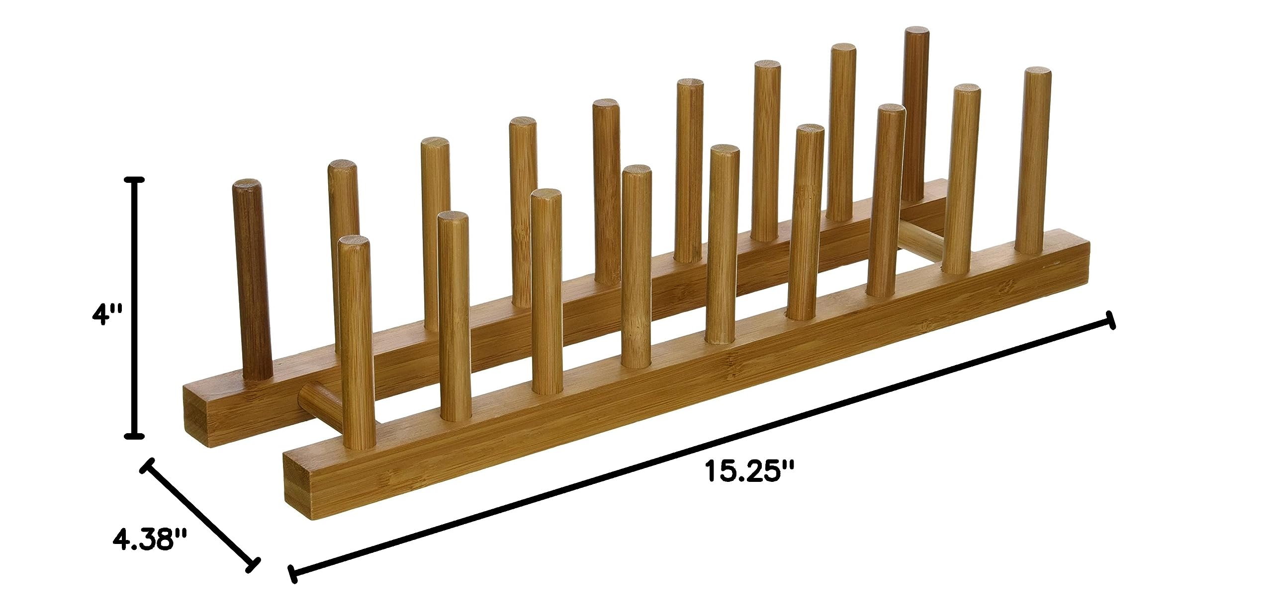 Lipper International 887 Bamboo Wood Plate Rack and Pot Lid Holder, 15-3/8" x 4-3/8" x 4"