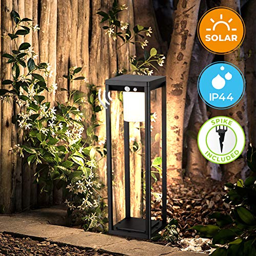 BRIMMEL Outdoor Solar Floor Lamp Solar Powered Patio Landscape Garden Motion Sensor Aluminum Path Light for Deck Balcony Yard Cordless Rechargeable Ip44 Waterproof Super Bright, Black 20" SG601057