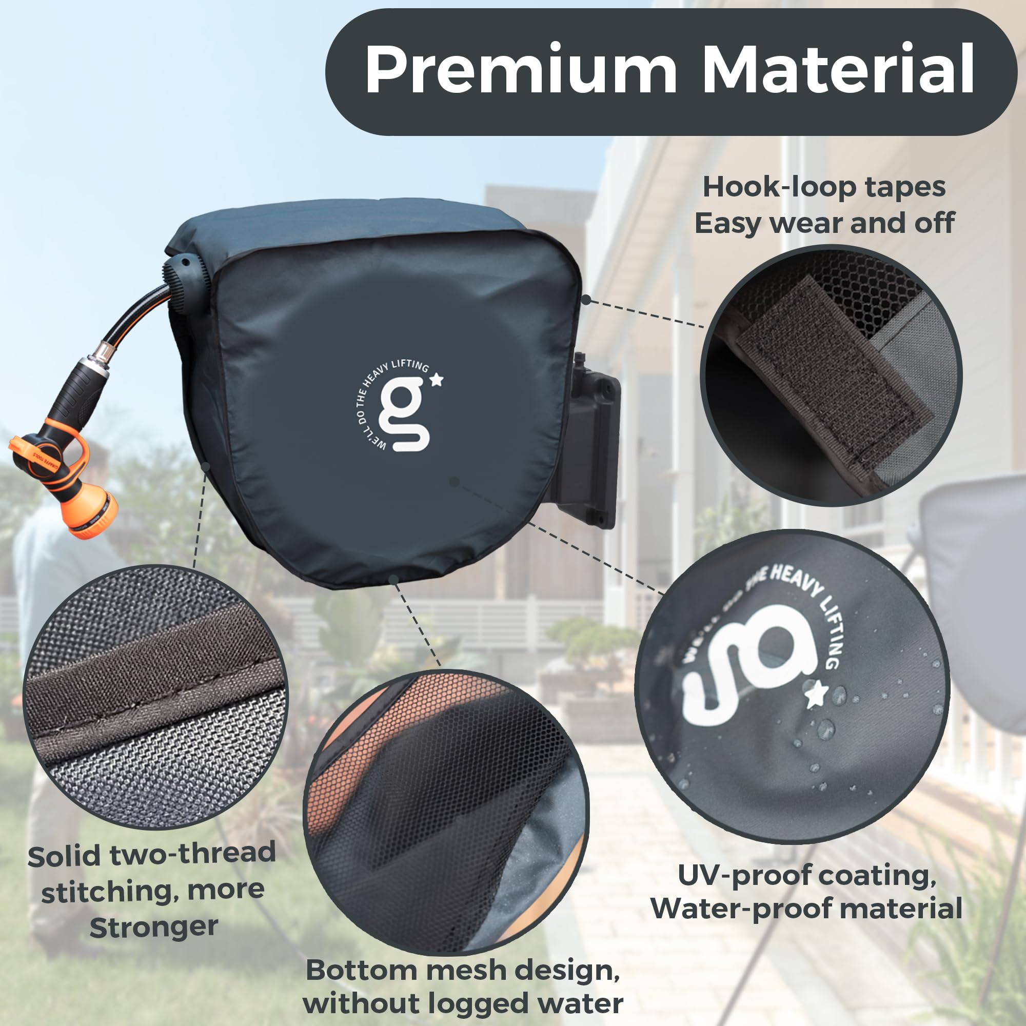 Giraffe Tools AW50 Retractable Garden Hose Reel Cover UV Resistant, Waterproof and Anti-Fading Cover for Water Hose Reel