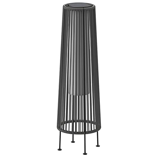 Grand patio Outdoor Solar Floor Lamp Resin Wicker Solar Light Outdoor Waterproof for Yard, Garden, Pathway, Deck, Gordes 2 Pack, Grey