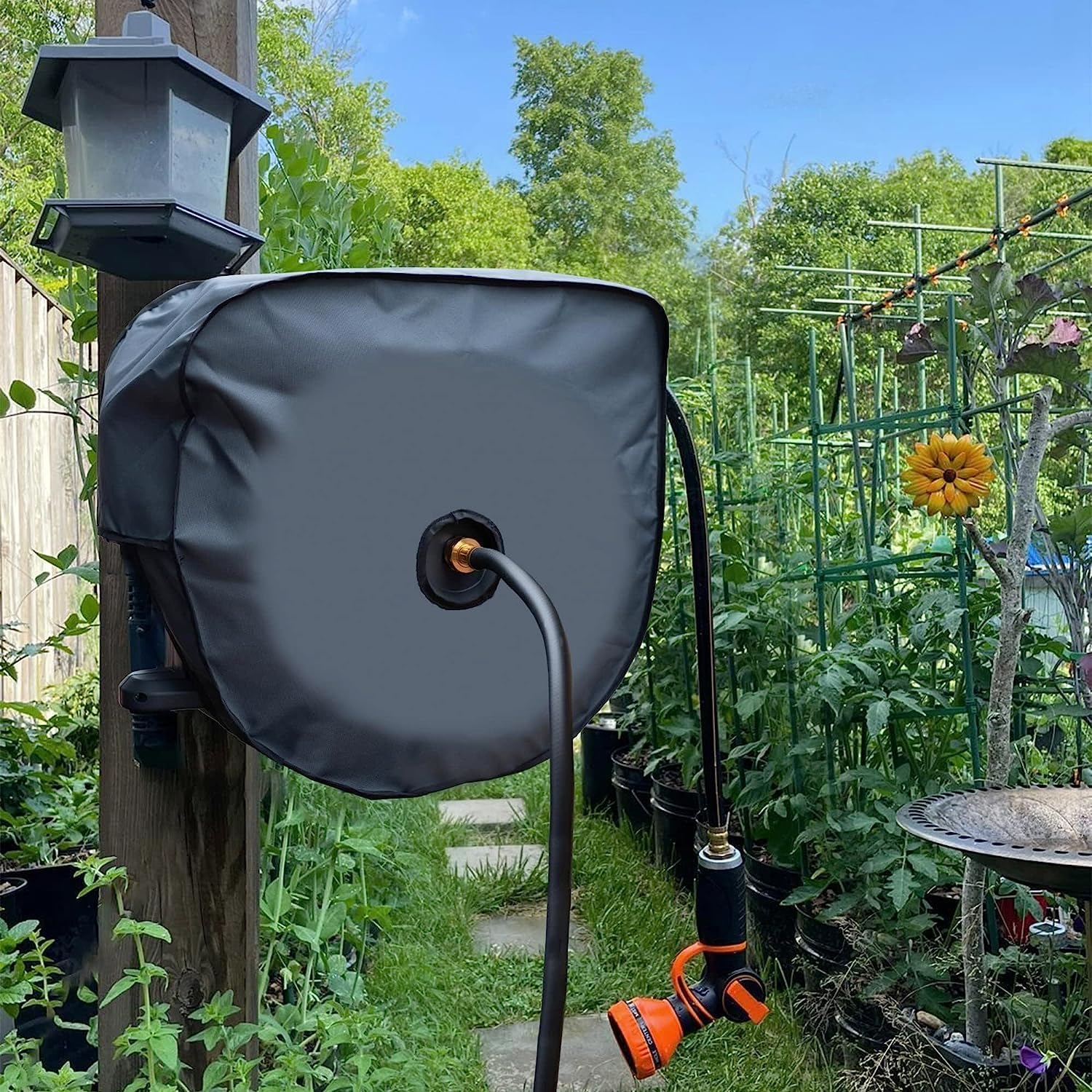 Giraffe Tools AW50 Retractable Garden Hose Reel Cover UV Resistant, Waterproof and Anti-Fading Cover for Water Hose Reel