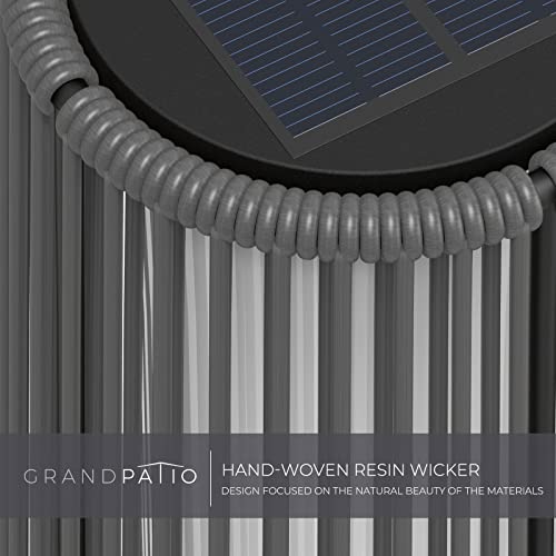 Grand patio Outdoor Solar Floor Lamp Resin Wicker Solar Light Outdoor Waterproof for Yard, Garden, Pathway, Deck, Gordes 2 Pack, Grey