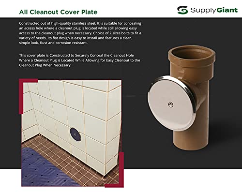 Supply Giant Wall Cleanout Cover Plate, 10-Inch, Stainless Steel, Chrome