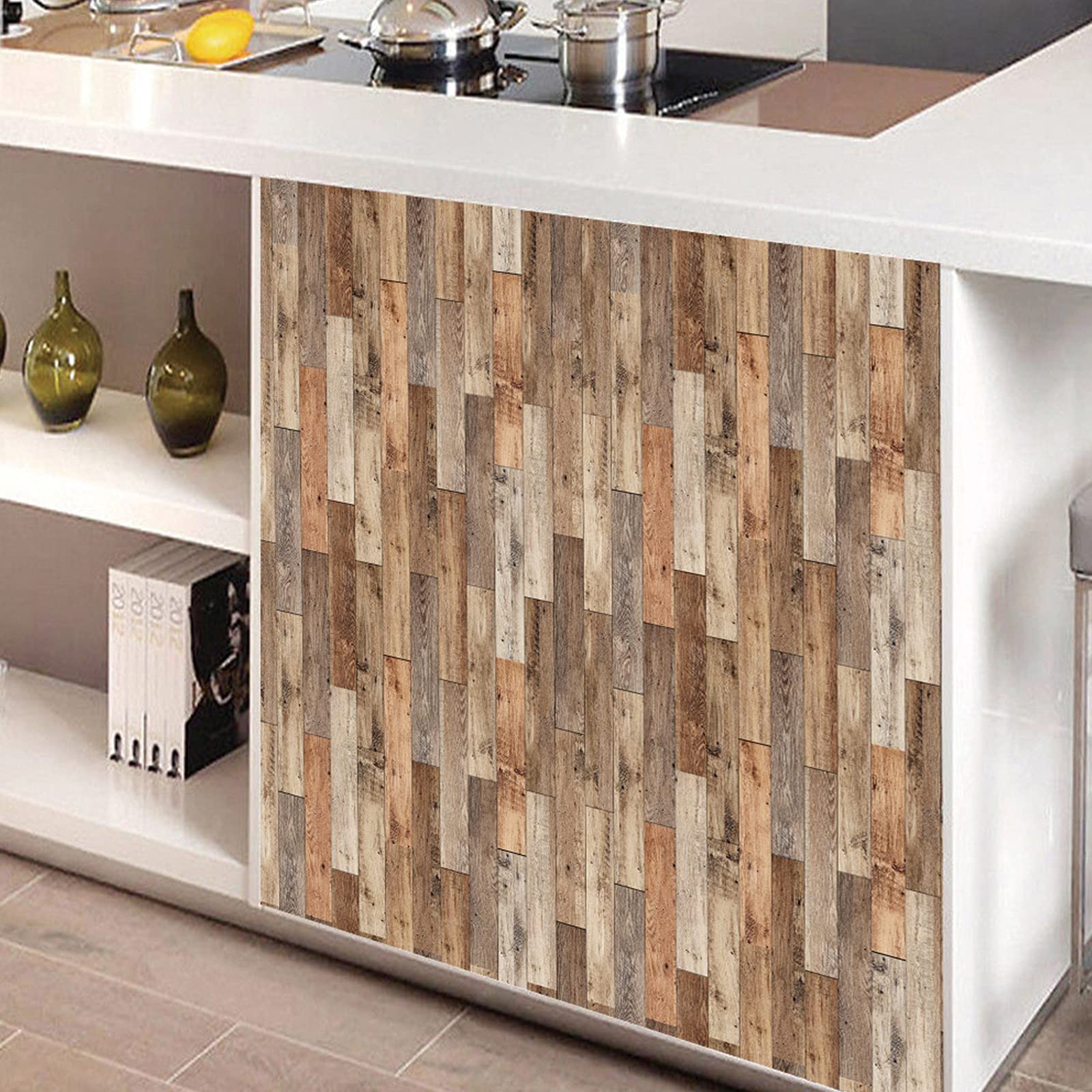 20Pcs Peel and Stick Contact Paper Wood Grain Self-Adhesive Film Waterproof & Removable Wallpaper Decorative Vinyl for Kitchen, Countertops, Cabinets (D)