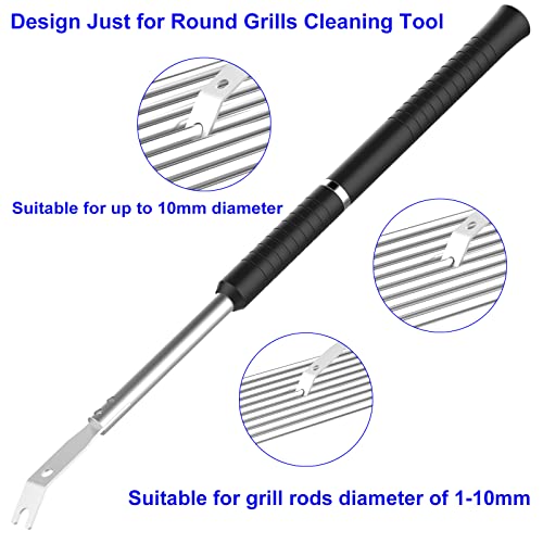 TANiCOO Extra Length Grill Scraper for Hot Grill - Heavy Duty BBQ Cleaning Tool - Bristle Free Safe Scraper with Long Handle Fits Round Grilling Grate, Good Barbeque Cleaning Gift for Dad and Mom.