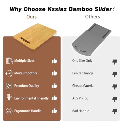 Kssiaz Bamboo Appliance Slider, 360° Rotation Sliding Tray for Coffee Maker, Slider for Counter Heavy Kitchen Appliances, Appliance Rolling Tray with Wheels, Slides Easily from Countertop, 9.5" x 14"