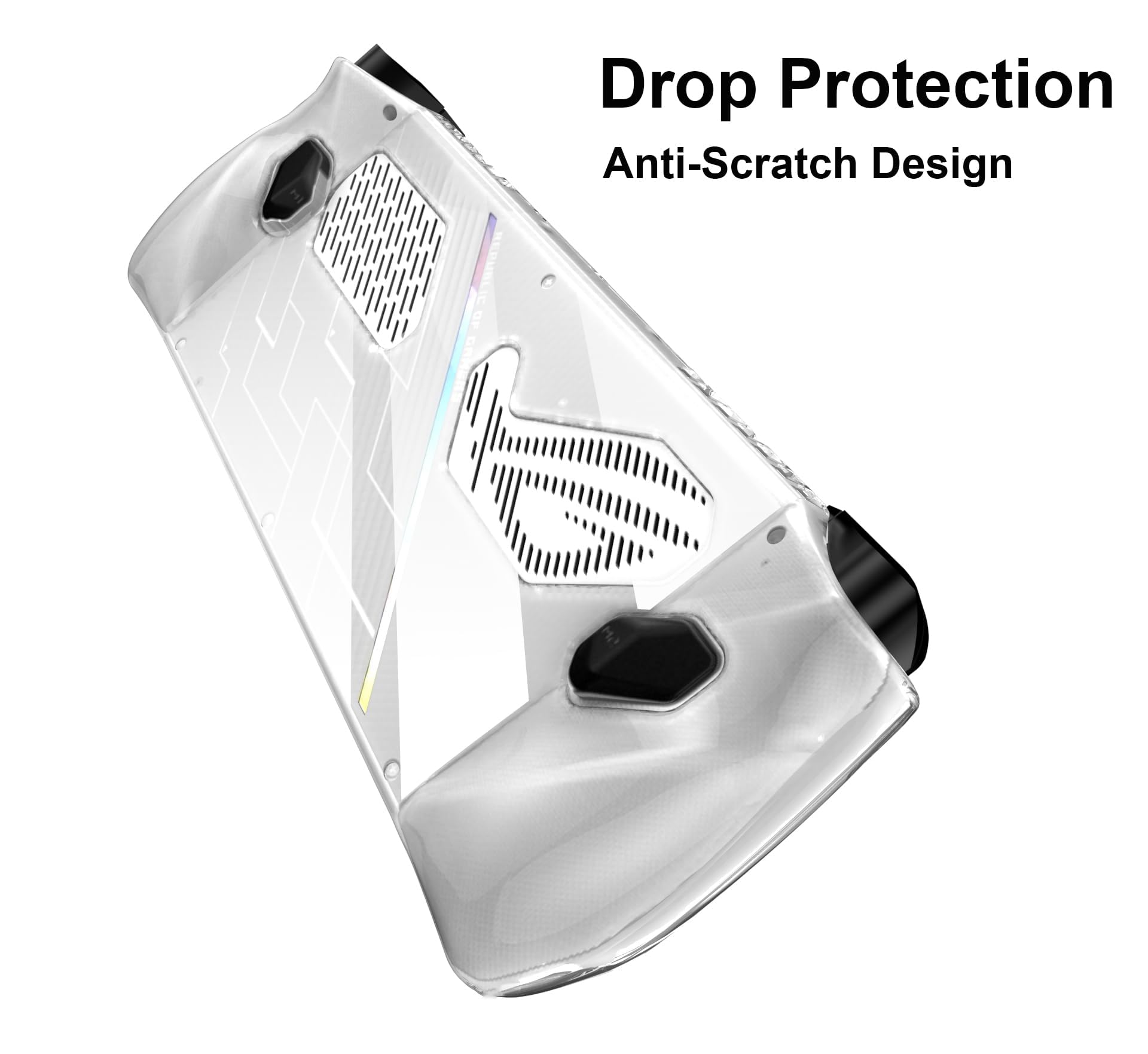 T Tersely Clear Case Cover for ASUS ROG Ally, Crystal Soft TPU Grip Protective Cover Accessories with Shock-Absorption and Anti-Scratch Design