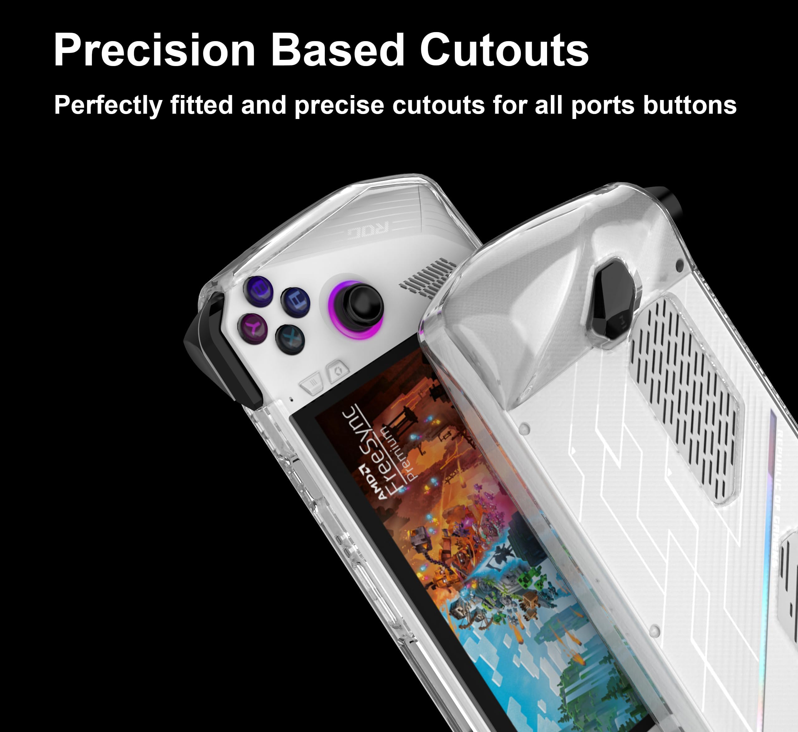 T Tersely Clear Case Cover for ASUS ROG Ally, Crystal Soft TPU Grip Protective Cover Accessories with Shock-Absorption and Anti-Scratch Design