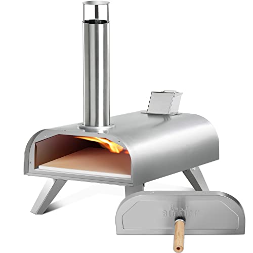 BIG HORN Pizza Oven, Outdoor Portable Pellet Pizza Oven Rapid Heating Stainless Steel with Natural Pellet Pizza Maker Pizza Machine
