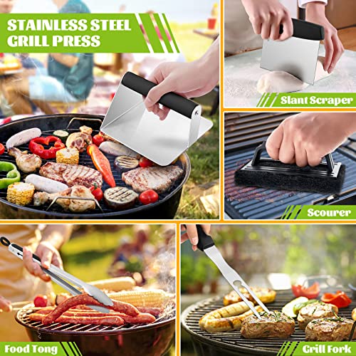 Joyfair 20Pcs Griddle Accessories Kit, Flattop Grill Tool Set with Rectangular Melting Dome, Professional Stainless Steel Spatulas Turners for Outdoor BBQ Teppanyaki Camping Cooking, Dishwasher Safe