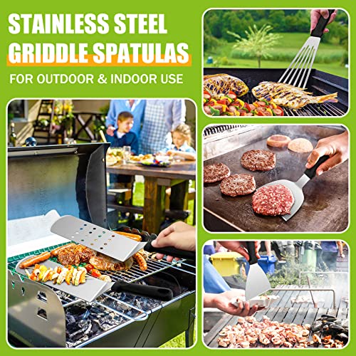 Joyfair 20Pcs Griddle Accessories Kit, Flattop Grill Tool Set with Rectangular Melting Dome, Professional Stainless Steel Spatulas Turners for Outdoor BBQ Teppanyaki Camping Cooking, Dishwasher Safe