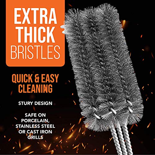 ERNITERTY BININBOX Grill Cleaning Brush - Stainless Steel BBQ Cleaner Brush & Scraper, Sturdy Woven Wire Bristles & Nonslip Handle, Weber Gas/Charcoal Grill Cleaning Tool, Black