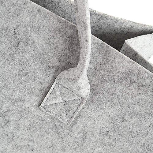 Xinshang Firewood Basket Storage Felt Bag Shopping Basket Grey Magazine Rack Basket with Handle for Carry Wood Toys Newspaper