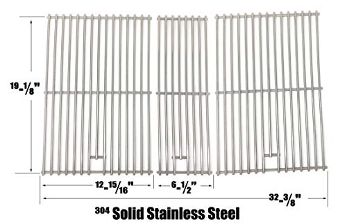 Replacement Grill Stainless Cooking Grates for Select Grand Cafe CGI07ALP, CGI08ALP, CGI09ALP, M3206ALP, M3206ANG, M3207ALP, M3207ANG, M5205ALP, M5205ANG Gas Models, Set of 3
