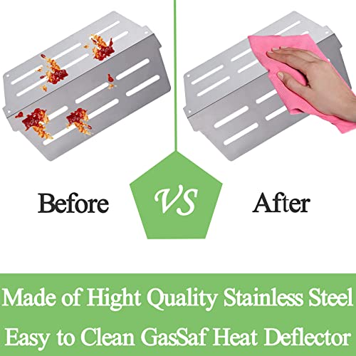 GasSaf Heat Deflector Replacement for Weber 65505 7622,Genesis 300 Series(2011 & Newer) E-310 E-320 E-330 S-310 S-320 S-330 with Front-Mounted Control, Replace for Weber 62756(2PCS,13 1/4β x 8 3/4")
