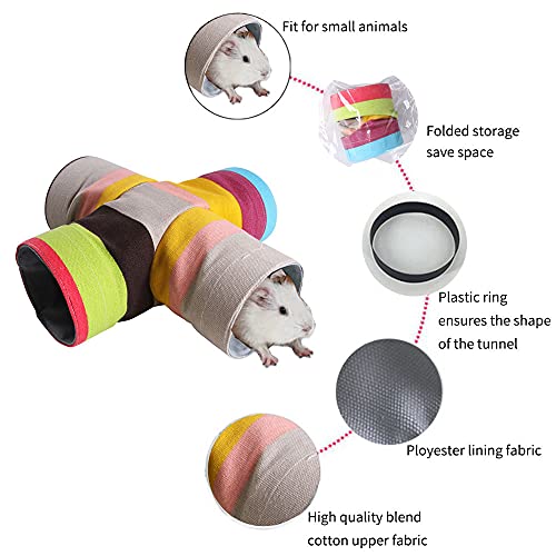 JWShang 4 Way Guinea Pig Tunnels and Tubes, Small Animals Activity Play Tunnel, Hedgehog Hideout Hideaway for Small Pets, Dwarf Hamster, Baby Guinea Pig, Mice, Gerbil Rat