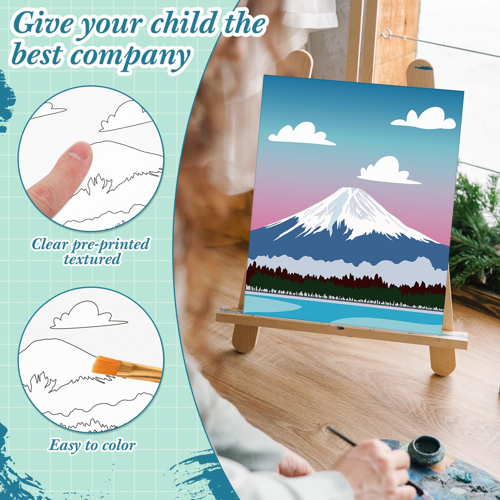 Sherr 12 Pcs Pre Drawn Canvas Pre Printed Canvas Set for Adults Cute Printed to Paint Set Theme Painting for Valentine Party Favor(Landscape)