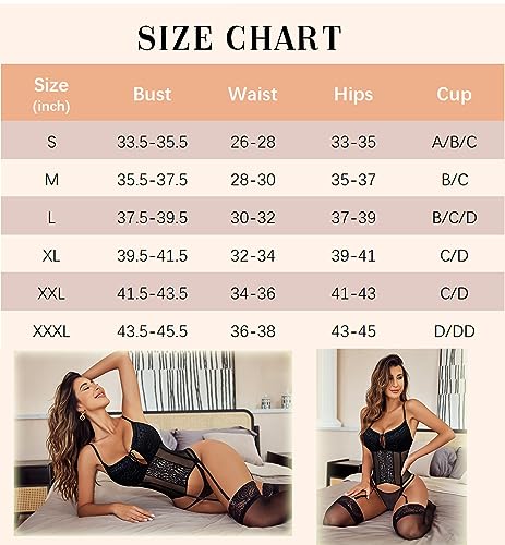 Avidlove Garter Lingere Set Lace Teddy Chemise Set Sexy Corset Lingerie