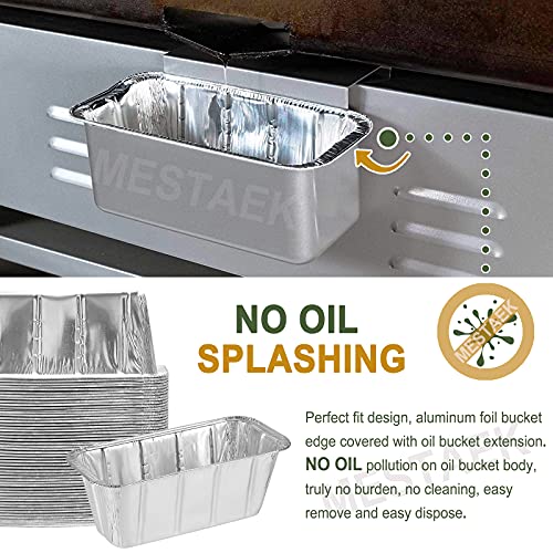 MESTAEK Grease Cup Liners (50 Pack), Compatible Replace Blackstone Griddle Drip pan Liners for 36" 30" 28" 22" 17" Griddles, Disposable Aluminum Foil Catch Grease Pan, BBQ, Baking, Cooking, Roasting