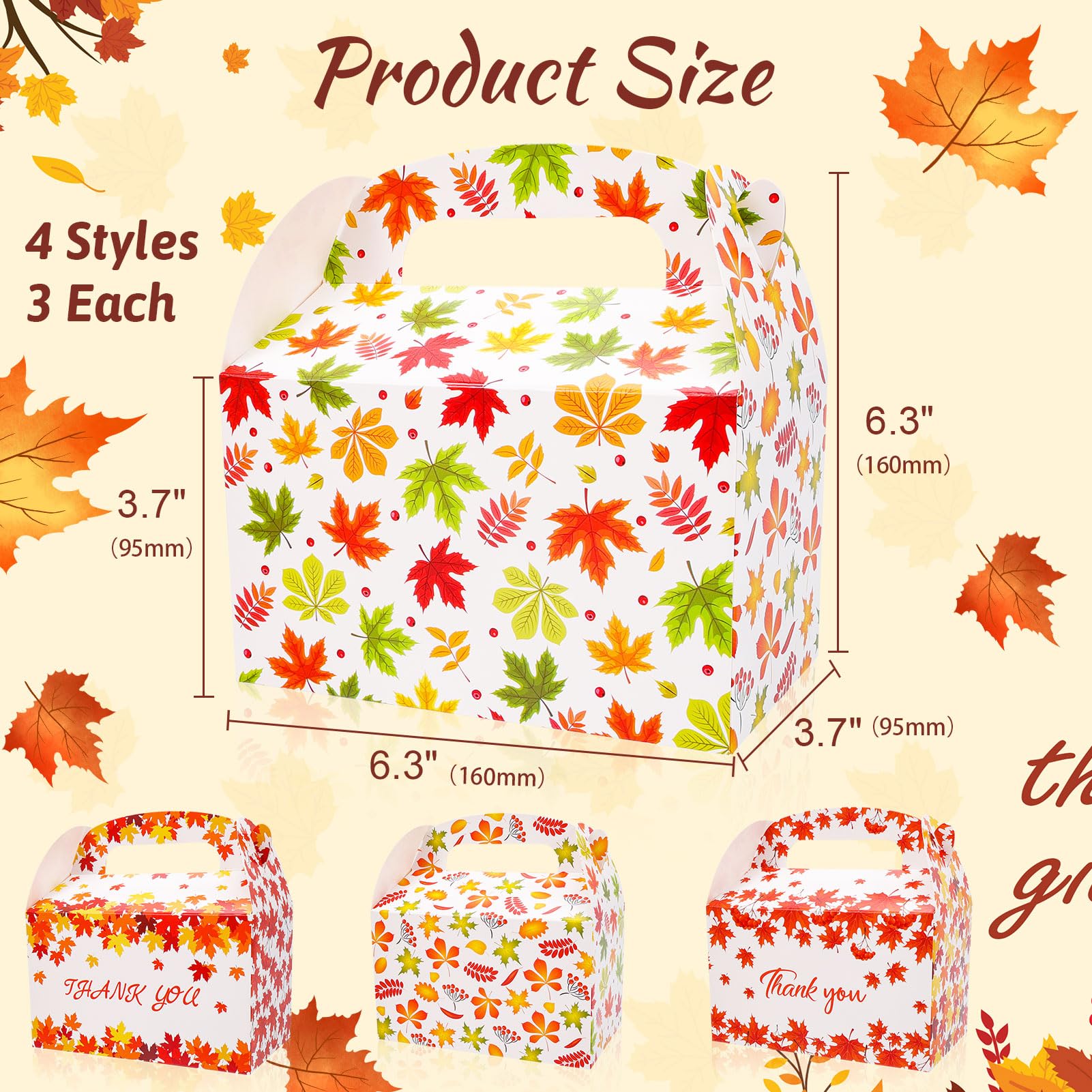 HOWAF Fall Maple Leaves Gift Boxes,12pcs Thanksgiving Party Treat Candy Boxes for Fall Harvest Party Thanksgiving Celebration Supplies, Autumn Party Candy Boxes, Hello Fall Goodie Boxes
